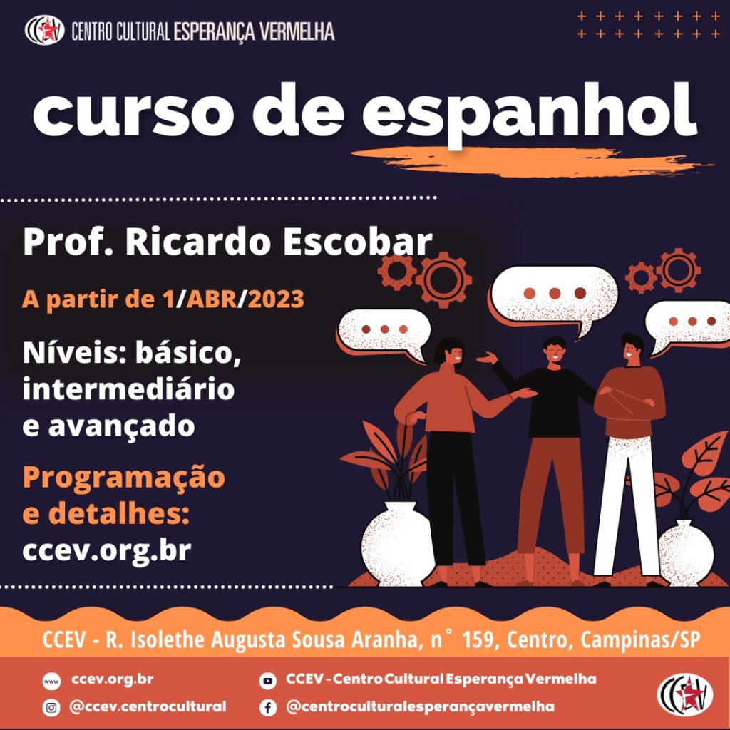 CURSO DE ESPANHOL – básico, intermediário e avançado – CCEV